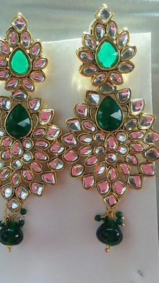 SPP | Jewelry | Spp Chandelier Emerald Green Yellow Gold Earrings ...